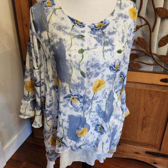 Papillon Blanc | Tops | Papillon Extra Long Blouse Medlarge | Poshmark